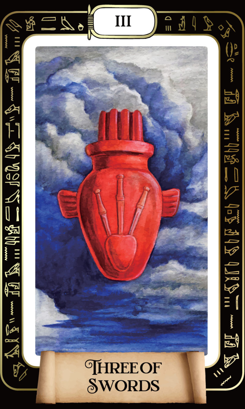 Tres de Espadas - El Tarot Kemético Online